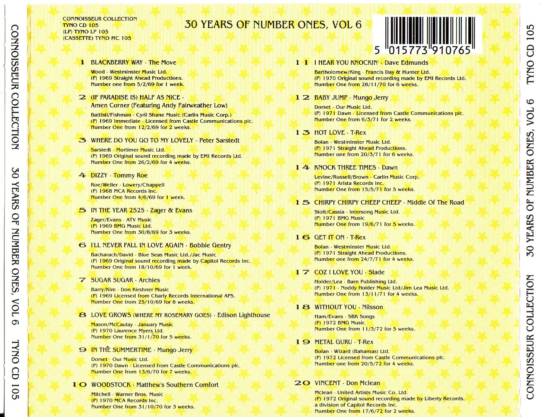 30 Years Of Number Ones Vol 06 1969 1972 : Back | CD Covers | Cover ...